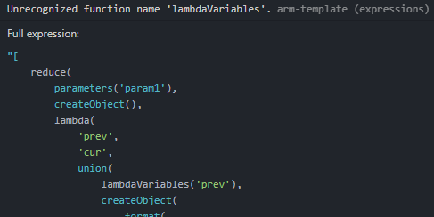 VS Code ARM extension does not recognize reduce, lambda and lambdaVariables functions · Issue ...