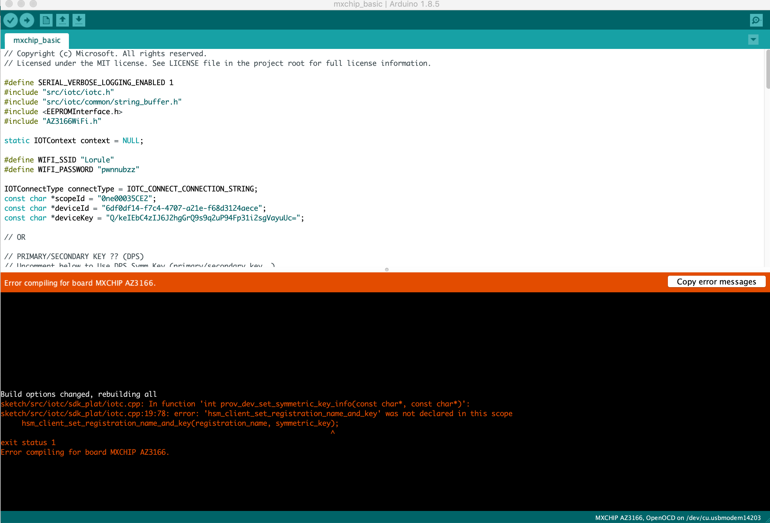 Fatal Error Azureprovclientprovsecurityfactoryh · Issue 46 · Azureiot Central Firmware