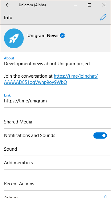 Display chat share link · Issue #432 · UnigramDev/Unigram · GitHub