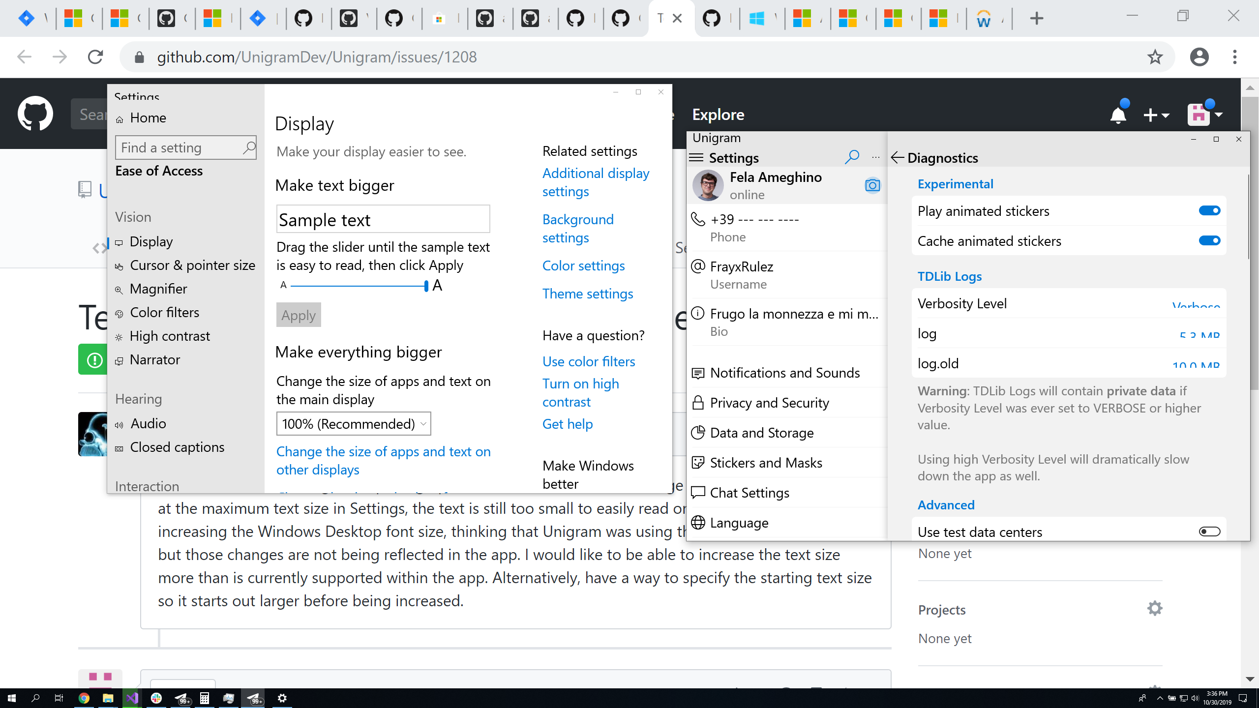 Text Too Small Even At Maximum Size Setting Issue 1208 UnigramDev Text Too Small Even At Maximum Size Setting Issue 1208 UnigramDev