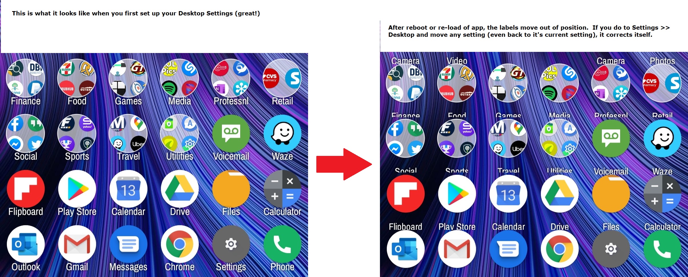 Bug - Desktop Labels go out of position upon reboot/redraw · Issue ...