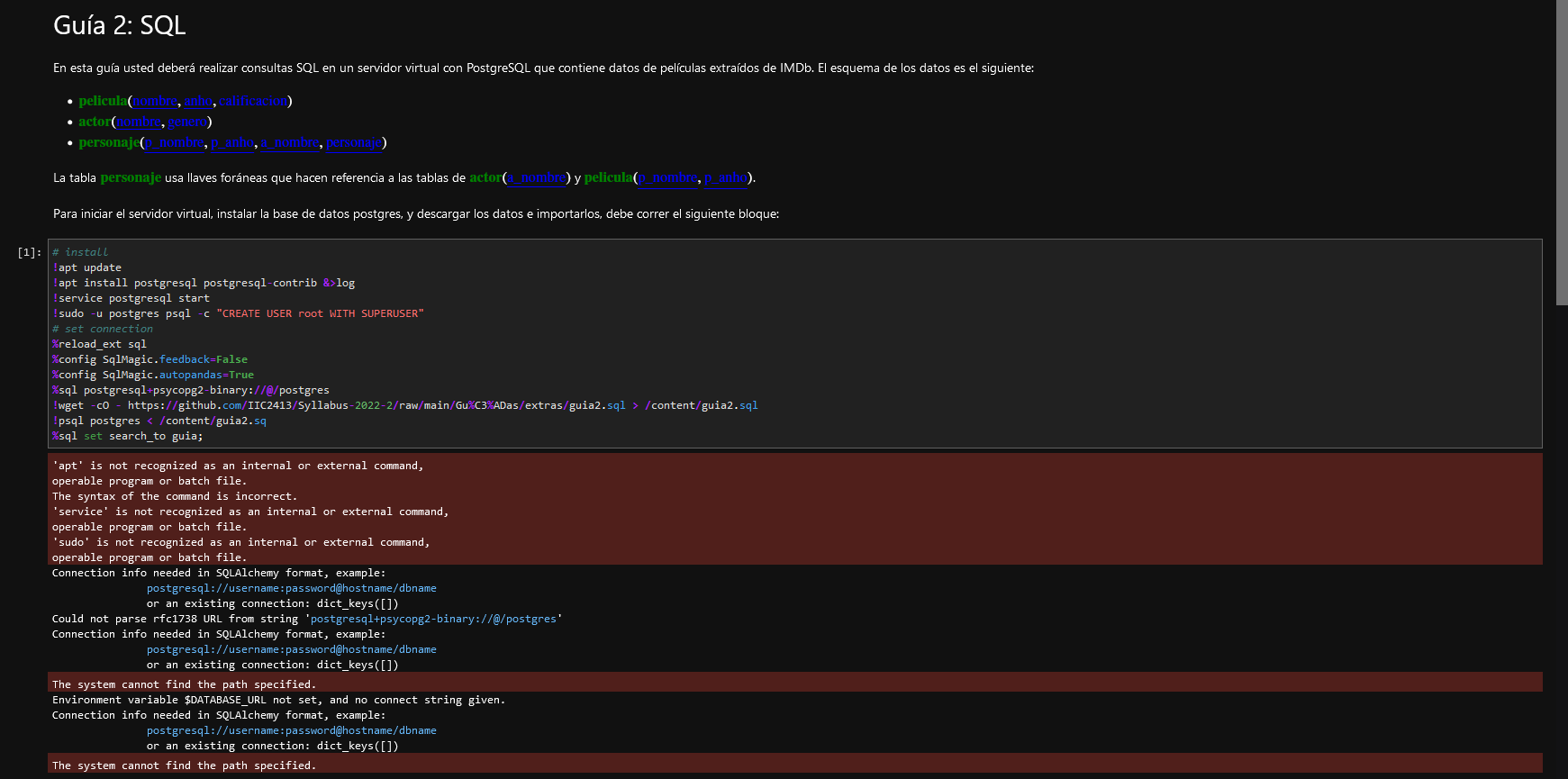Problematicas al abrir notebook guia 2 SQL · Issue #5 · IIC2413/Syllabus-2022-2 · GitHub