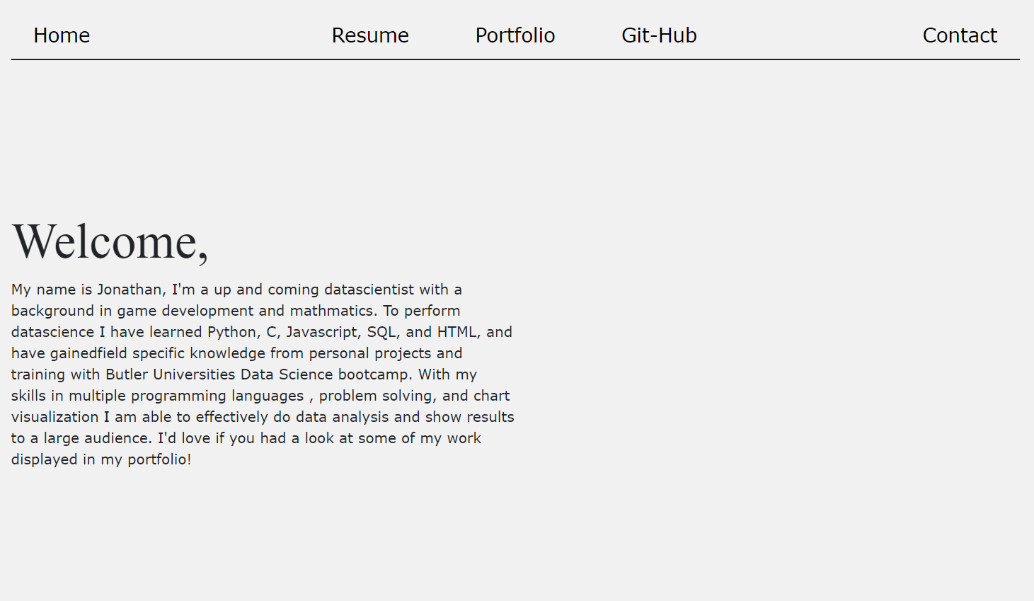 GitHub - JonLev03-hub/Portfolio: Created a dynamically updating web ...