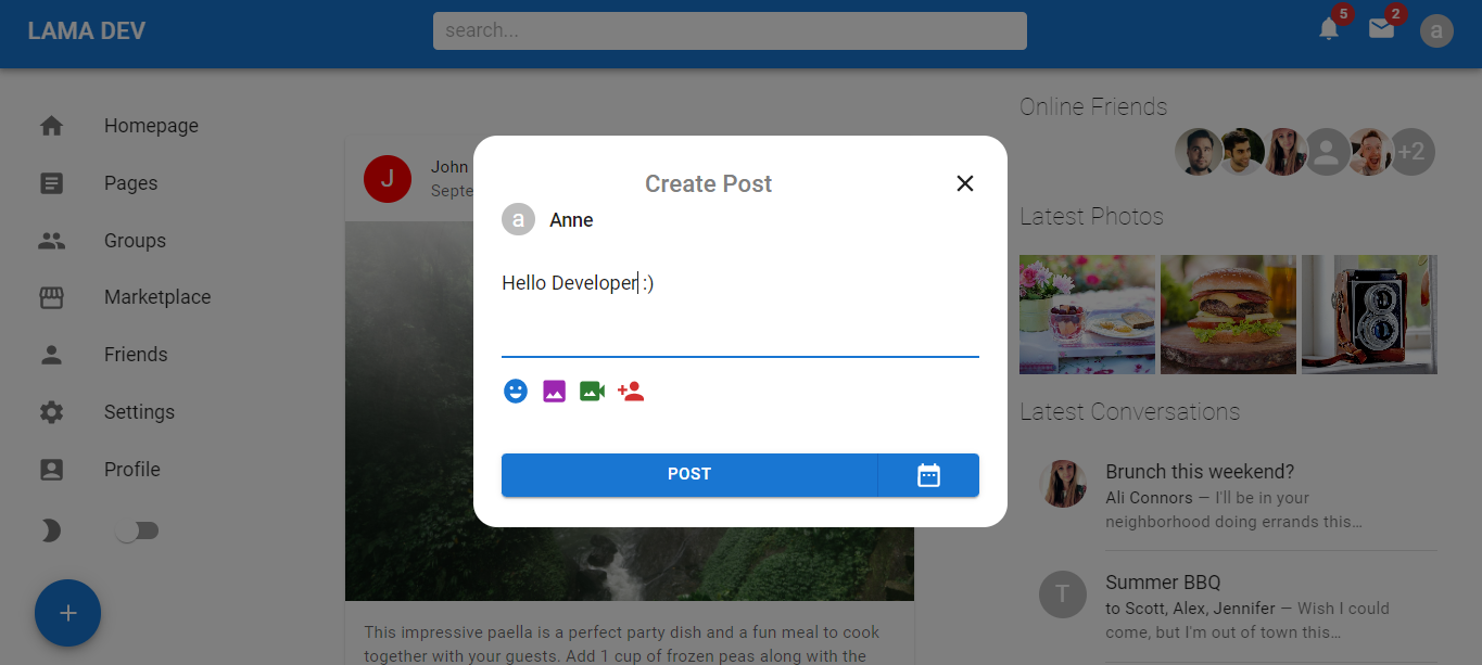 GitHub - Marah-Odeh/SocialMedia-MaterialUI-Design: Responsive Social Media page design using ...