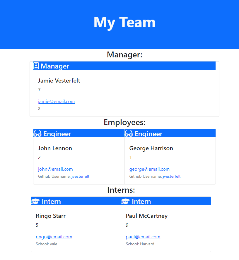GitHub - jvesterfelt/team-profile-generator: A simple node.js application designed to utilize ...