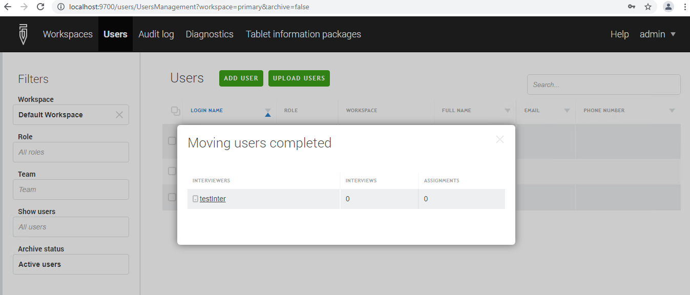 "Not found" is displayed after clicking IN link in Moving users completed window · Issue #1303 ...