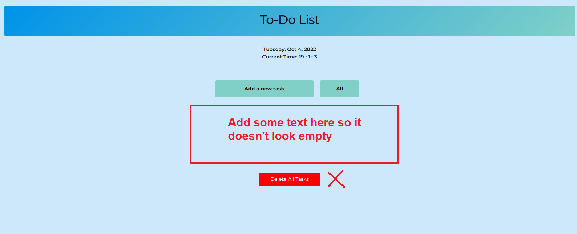 Issue with Delete All Tasks Button and Empty Space in the middle ...