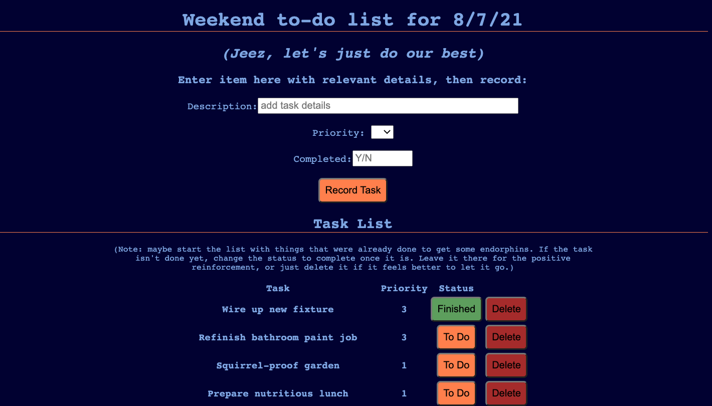 GitHub - ebenstine/sql-to-do-list