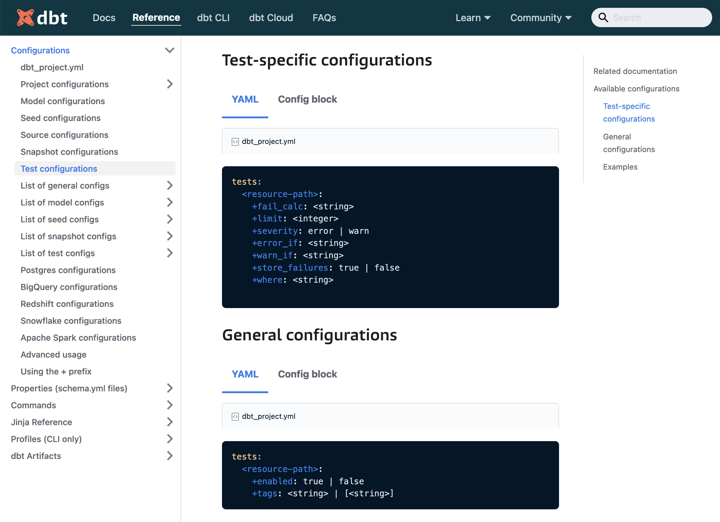link to config docs from "* configurations" pages · Issue #714 · dbt-labs/docs.getdbt.com · GitHub