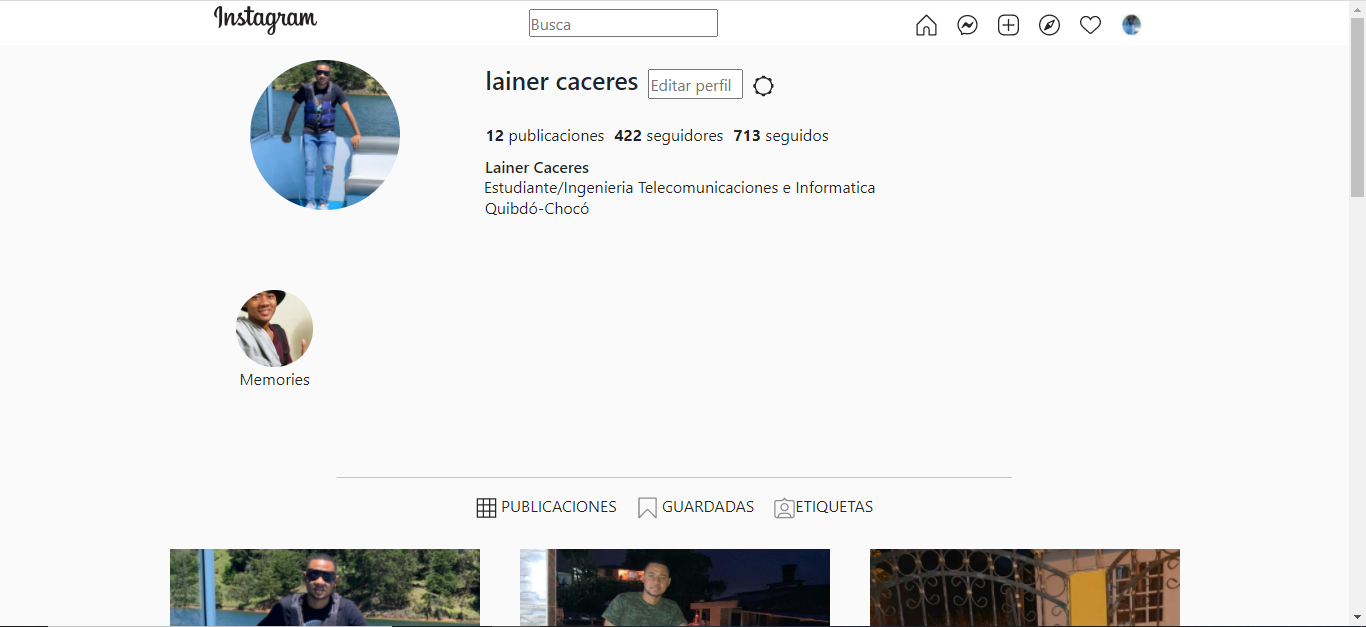 GitHub - Lainercaceres11/perfil-de-instagram: Perfil de Instagram