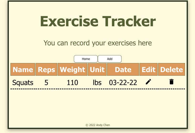 GitHub - andychen3/Exercise-Tracker: Exercise Tracker