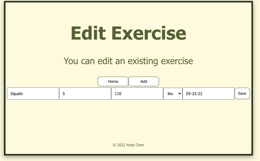 GitHub - andychen3/Exercise-Tracker: Exercise Tracker