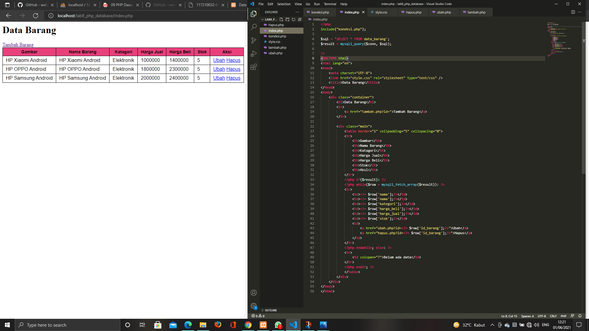 GitHub - safitridesiana/Lab8Web: PHP Database - Data Barang