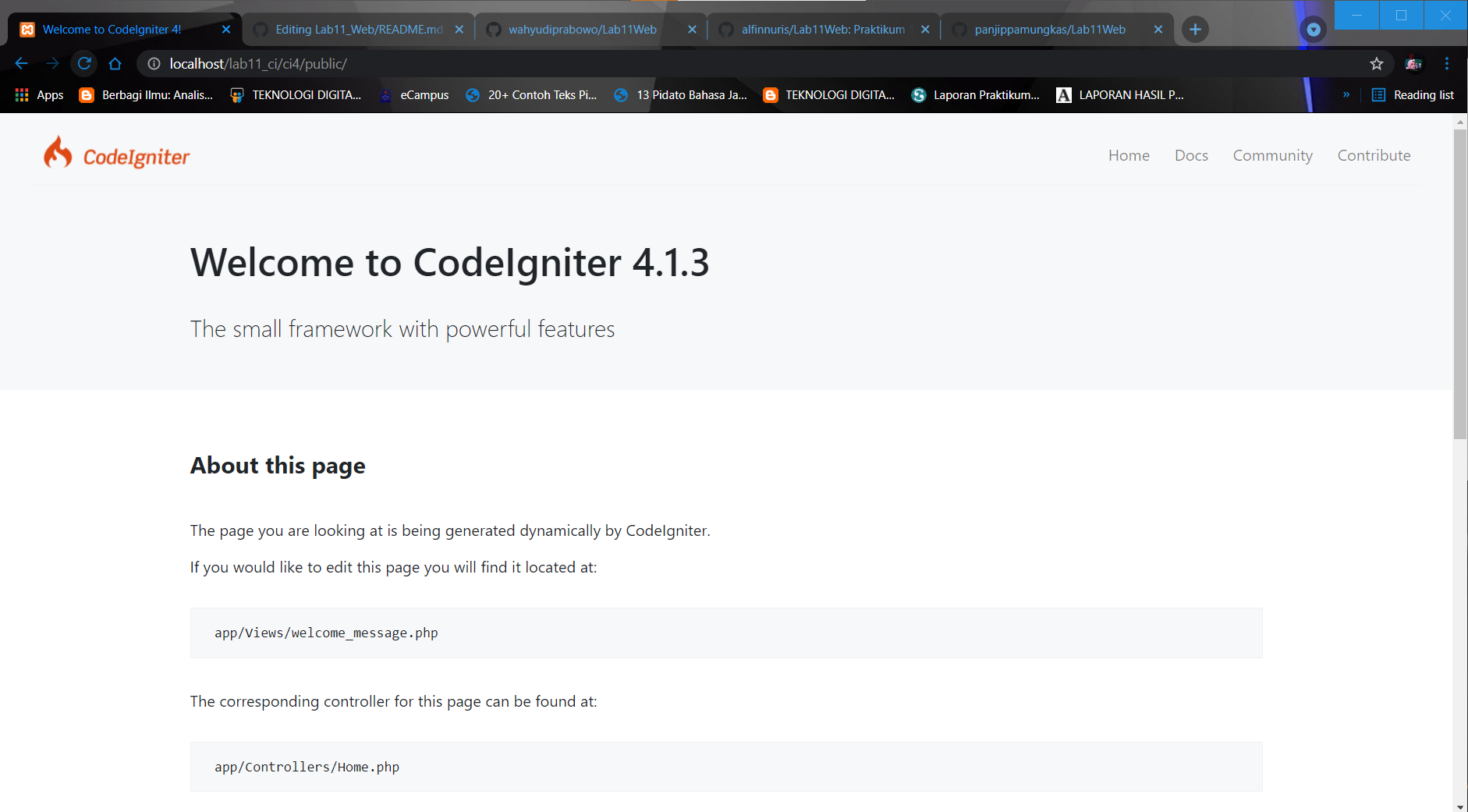 GitHub - safitridesiana/Lab11Web: PHP Framework (codeigner)
