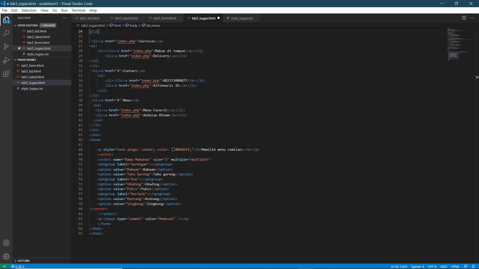 GitHub - alfinnuris/Lab3Web: membuat menu dropdown dan listbox.