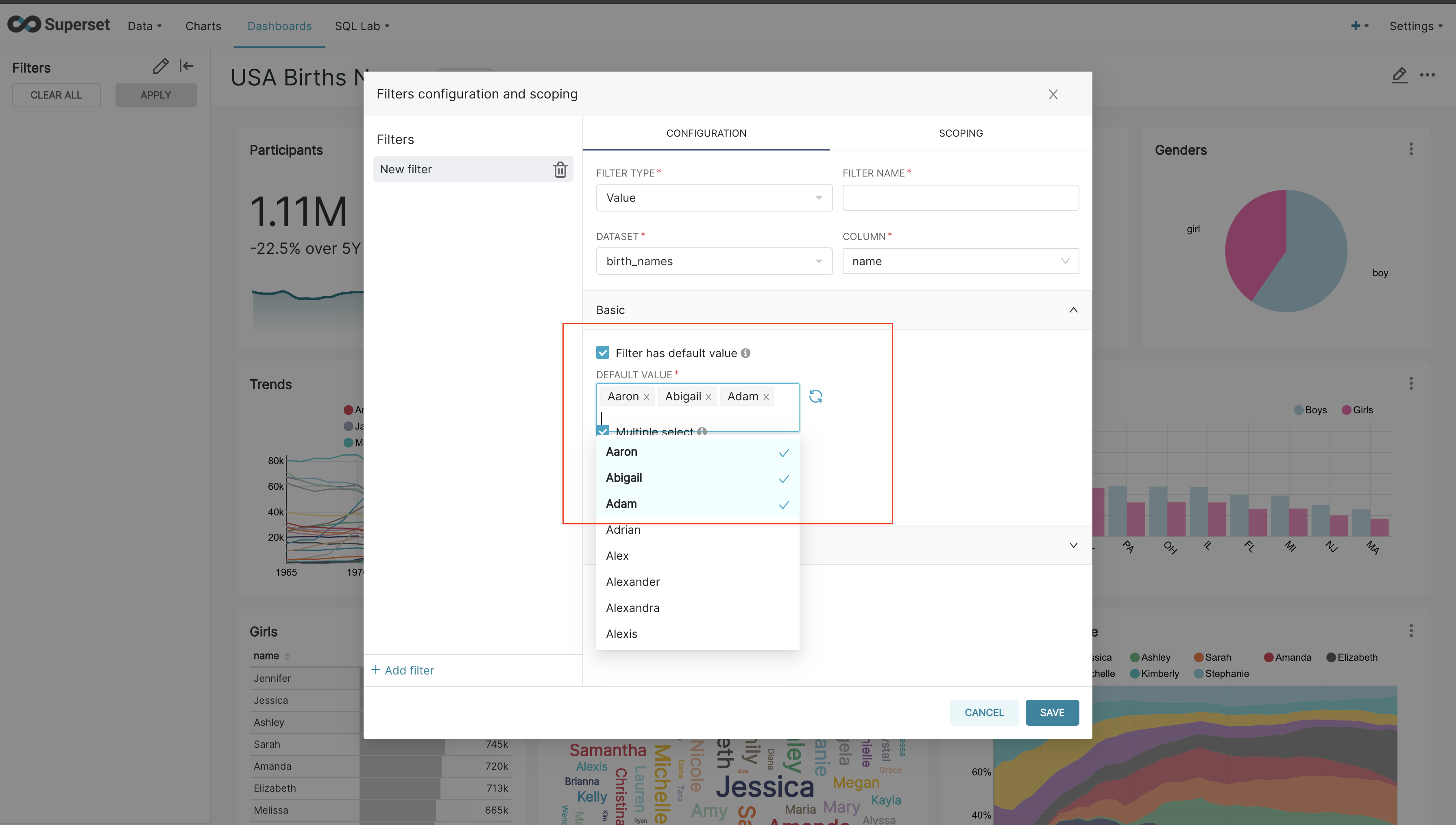 [native filter] Enlarged default value window overlap with Multiple ...