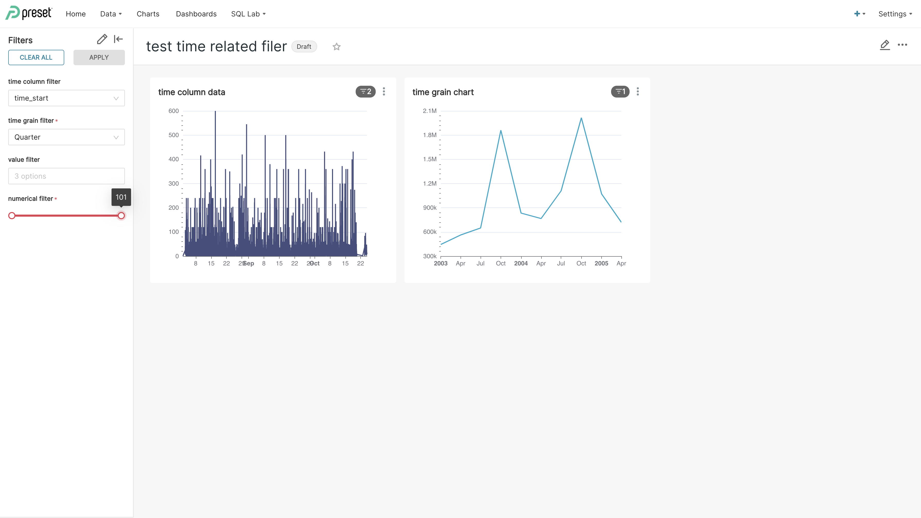 [native filters] Numerical range initial default value should be accepted as filled one · Issue ...