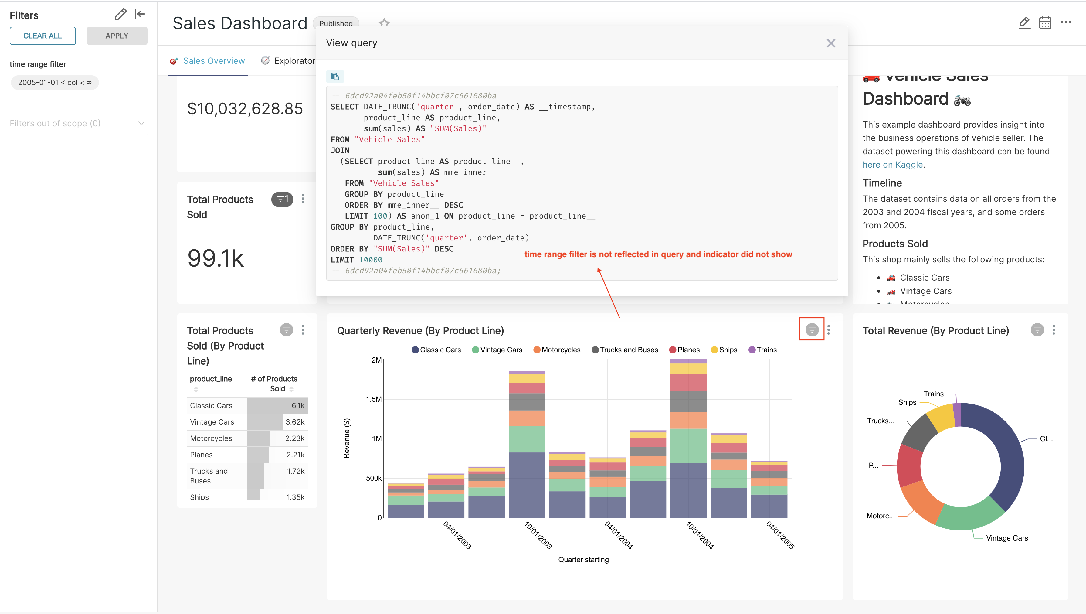 [native filter] Filter indicator do not show correctly on all charts when time filter applied ...