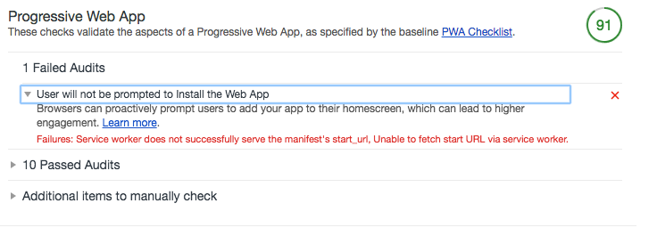 Lighthouse Audit fails for PWA if start_url contains any url parameters · Issue #1813 · vuejs ...