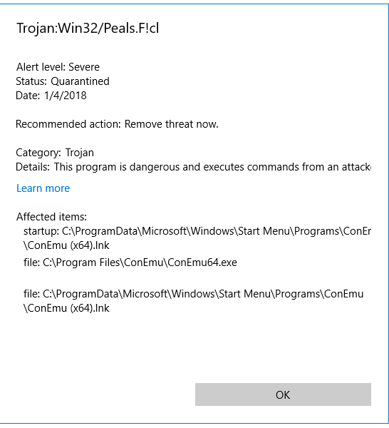 Windows Defender Found Trojan On Conemu · Issue 1388 · Maximus5conemu · Github