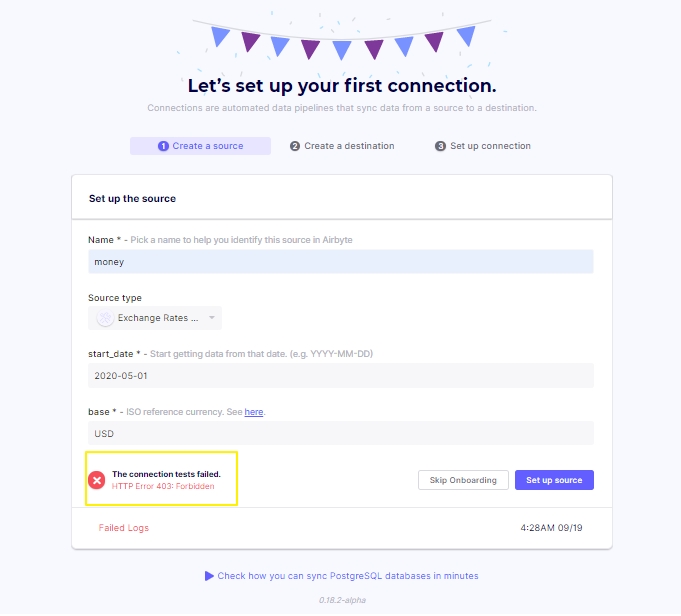 The Connection Tests Failed Error 403 Forbidden · Issue 2716 · Airbytehqairbyte · Github