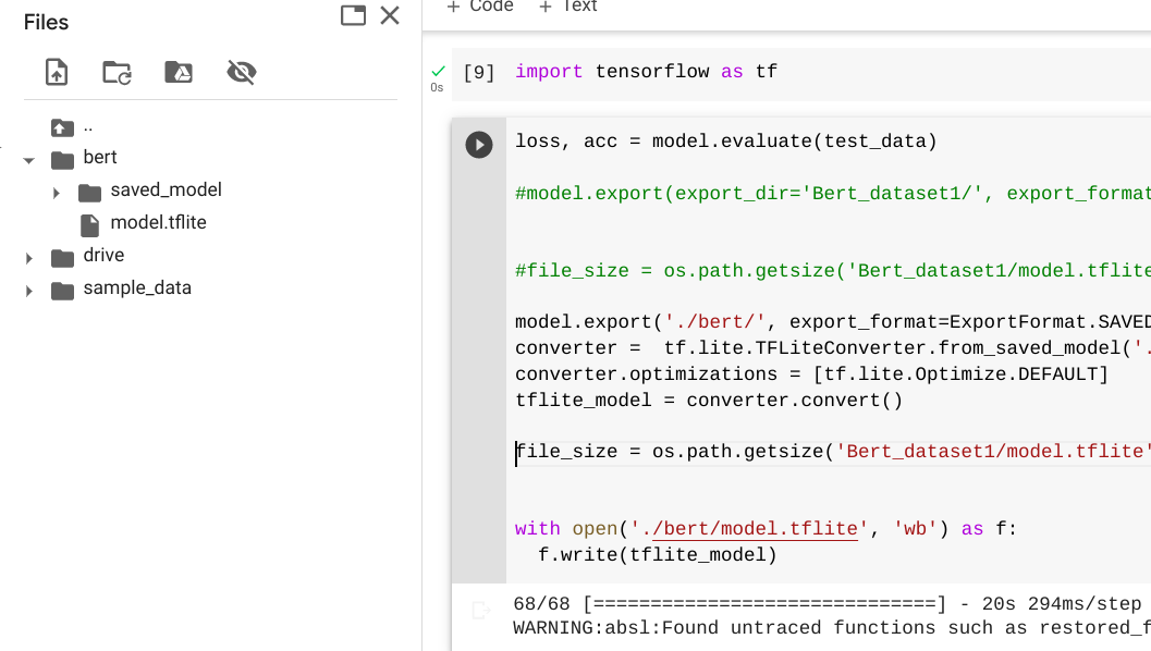 Bert ModelSpec Export to TFLITE does not work · Issue #56110 · tensorflow/tensorflow · GitHub