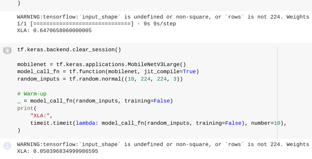 Spurious results with `model.compile(jit_compile=True)` and explicit XLA compilation of the ...