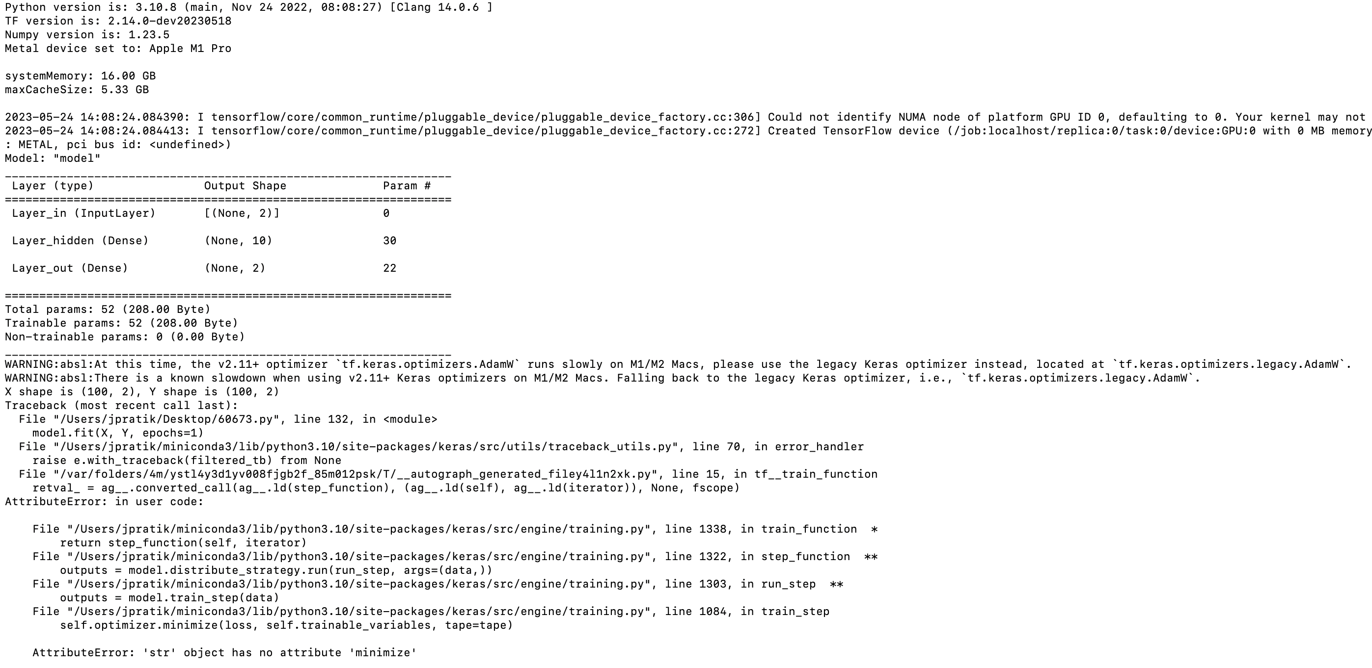 Adamw Optimizer Crashes On Modelfit For Tensorflow Macos V2140 6877