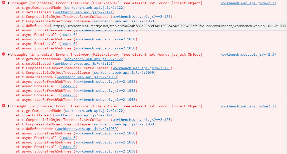 [Live Share Web] Error: TreeError [FileExplorer] Tree element not found: [object Object] · Issue ...
