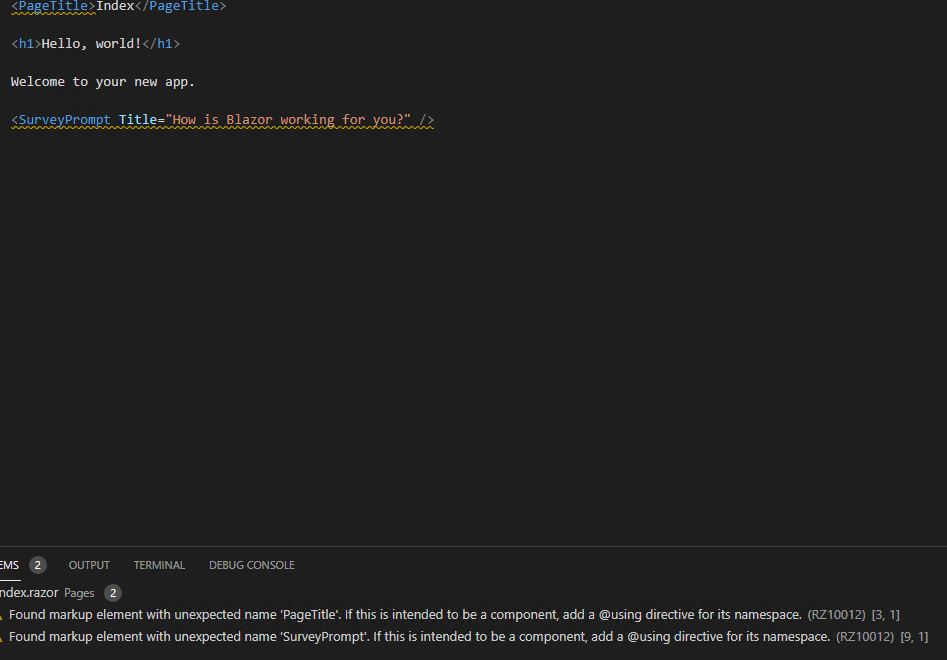 Vs Code Open Views Shared Layout Cshtml And Type Da Error Info Is No Appear In Problems