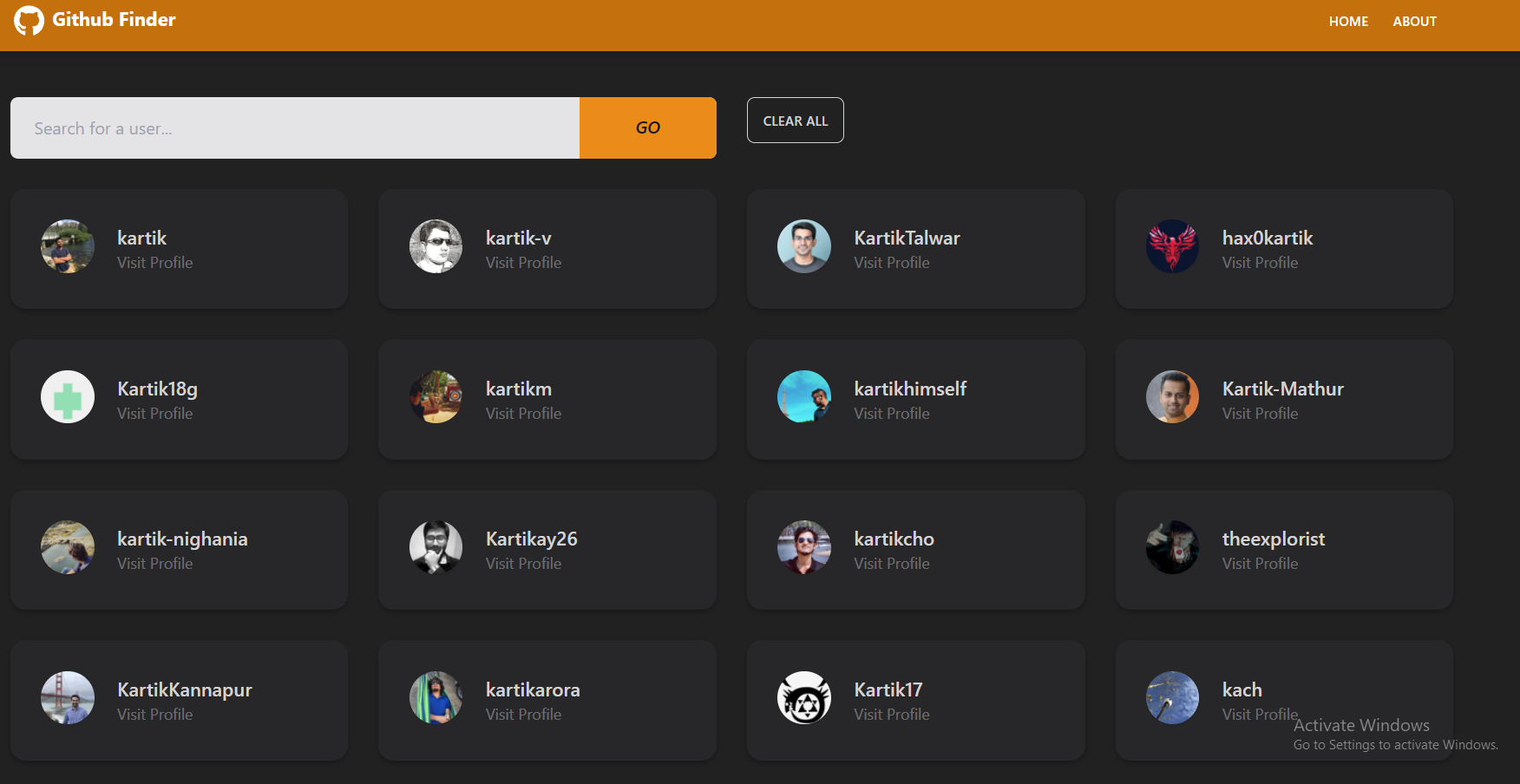 GitHub - kartikpavan/REACT_GithubFinder