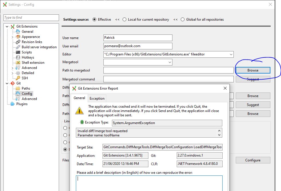 [NBug] Invalid diff/merge tool requestedParameter name: toolName · Issue #8255 · gitextensions ...
