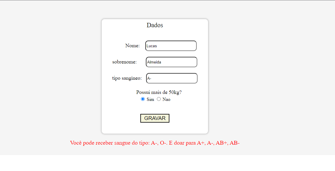 GitHub - LucasAlmeida0005/Projeto_Jsf: Projeto pequeno para o usuário passar o tipo sanguíneo e ...