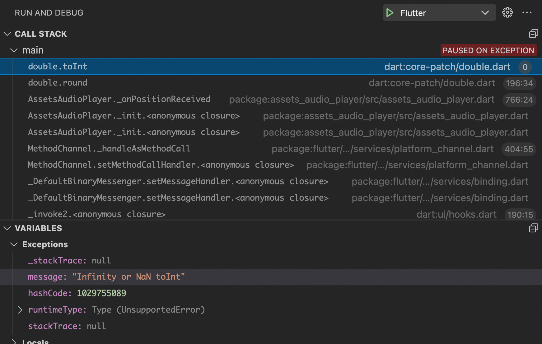 Error 'Infinity or NaN toInt' when call _onPositionReceived · Issue #700 · florent37/Flutter ...