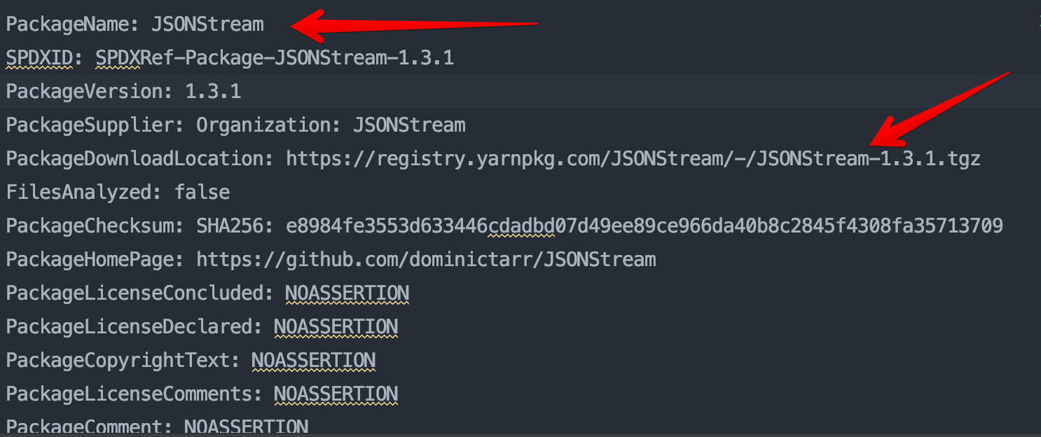 Node- Yarn/NPM - NOASSERTION is displayed for PackageDownloadLocation even when values exists as ...