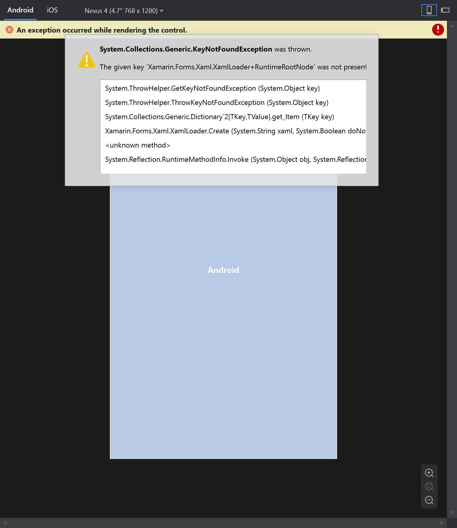 Keynotfoundexception When Previewing Custom View With Generic Base Class · Issue 7658 · Xamarin