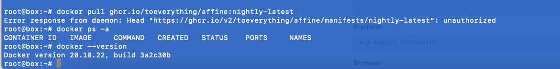 [bug]: Installing AFFiNE using Docker fail · Issue #705 · toeverything/AFFiNE · GitHub
