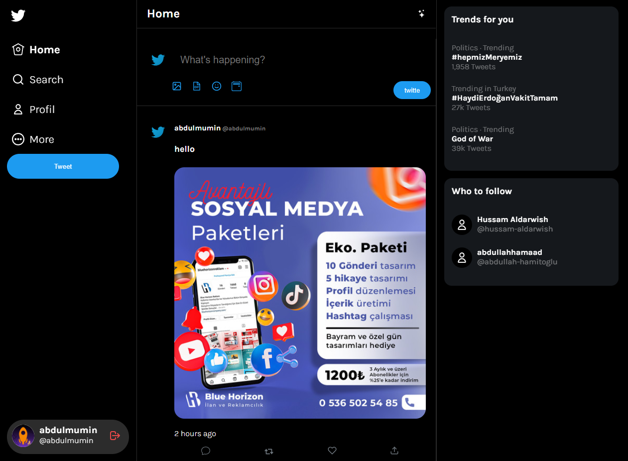 GitHub - abdullahHamitoglu/twitter-clone