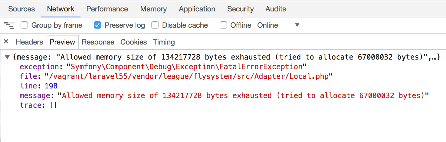 Code in filesystem will cause memory exhausted issue · Issue #24453 · laravel/framework · GitHub