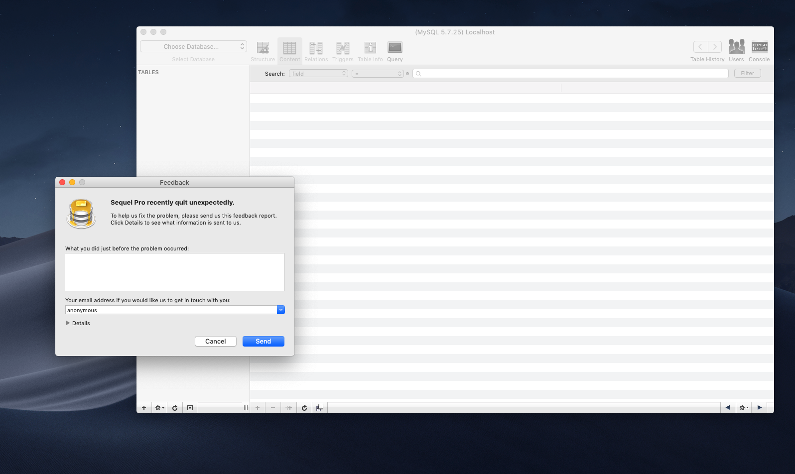 Sequal Pro Crashing on tab close · Issue #3377 · sequelpro/sequelpro · GitHub