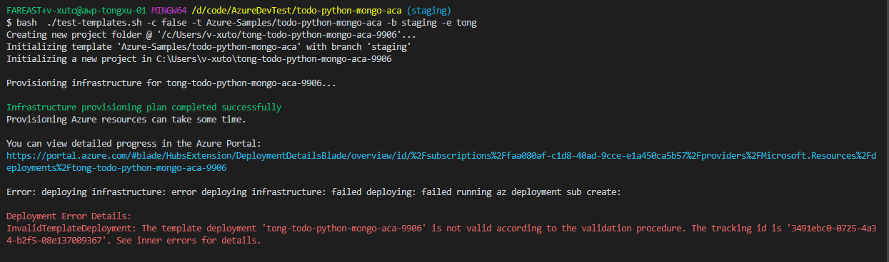 Deployment is not valid according to the validation procedure. · Issue #656 · Azure/azure-dev ...