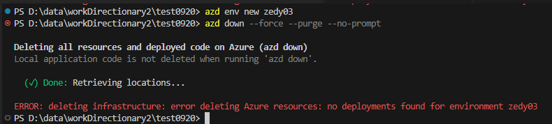 Improve Ux Of Azd Down When Default Env Selected Has Not Been Provisioneddeployed · Issue 2155