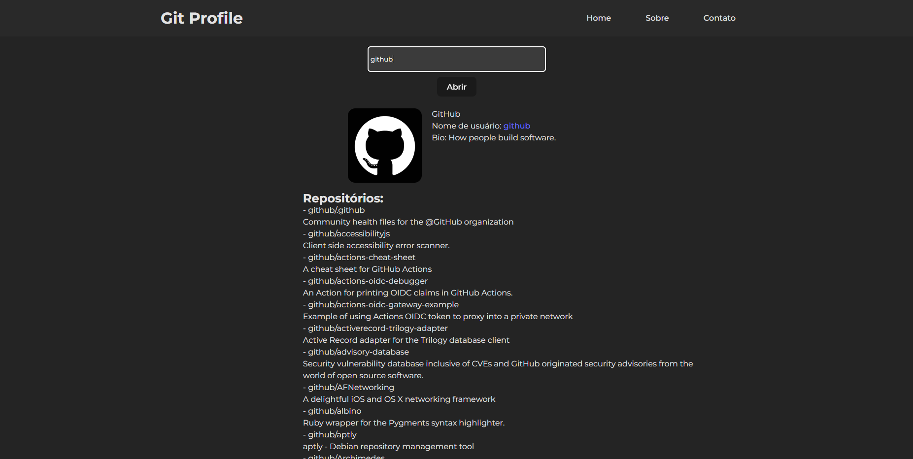 GitHub - joaoschwabe/gitprofilefinder: Página feita em ReactJS que mostra os detalhes do perfil ...