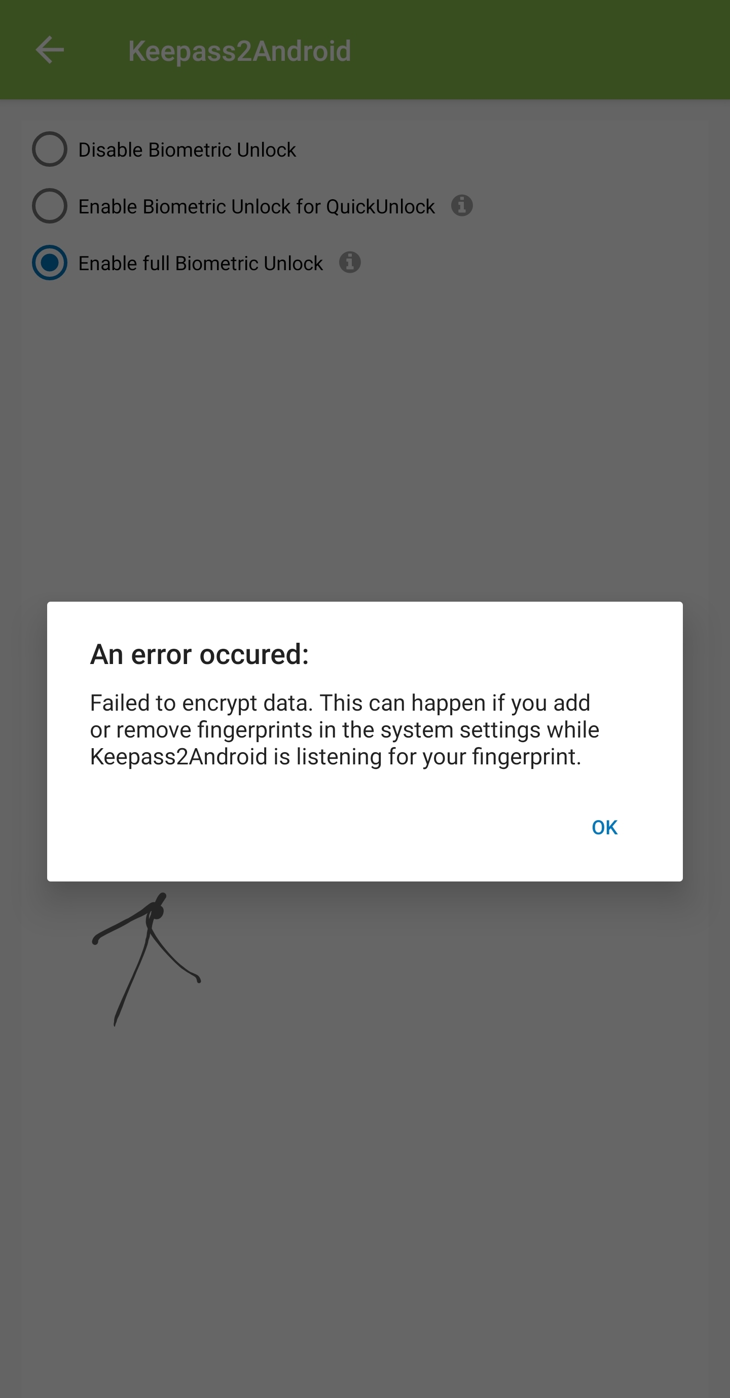 biometric unlock fails 1.09a-pre 1 on android 11 · Issue #1631 · PhilippC/keepass2android · GitHub