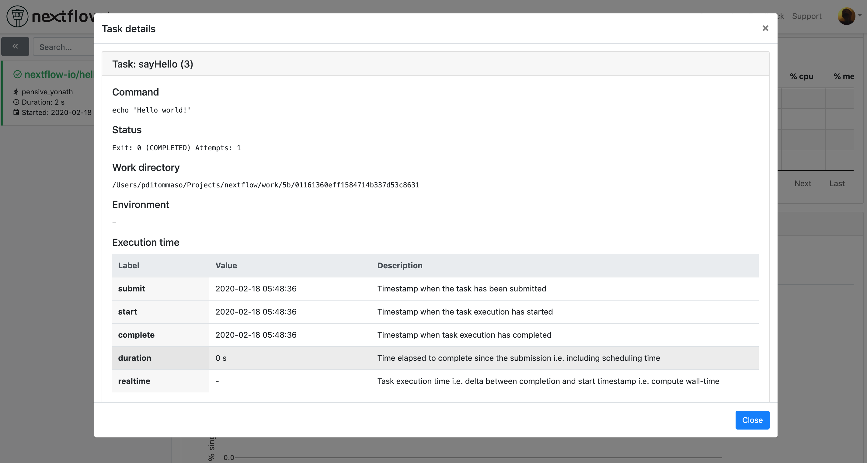 Modal for task details instead of nested table · Issue #206 · seqeralabs/nf-tower · GitHub