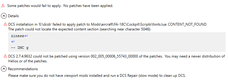 Improve failed patch installation reporting · Issue #432 · HeliosVirtualCockpit/Helios · GitHub