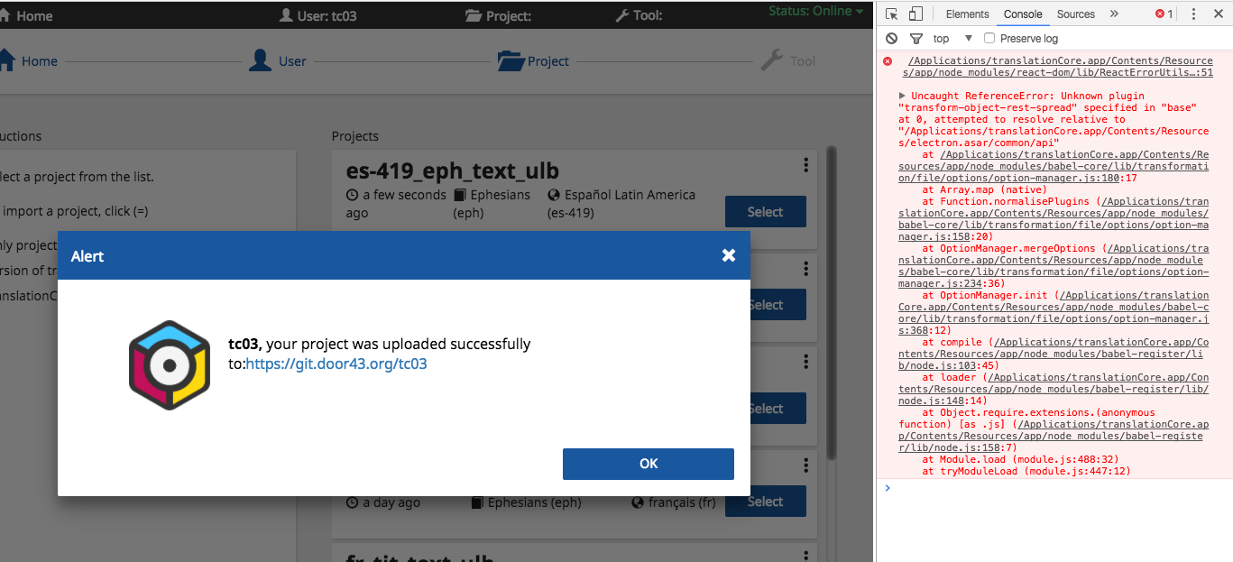 2. Project: Upload to Door43 · Issue #974 · unfoldingWord/translationCore · GitHub