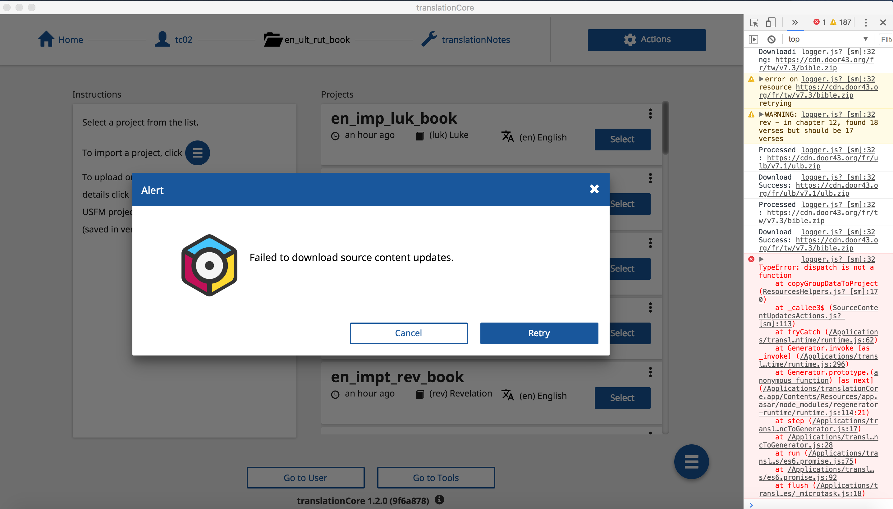 Source Content Update Downloads Fail Frequently · Issue #5689 · unfoldingWord/translationCore ...
