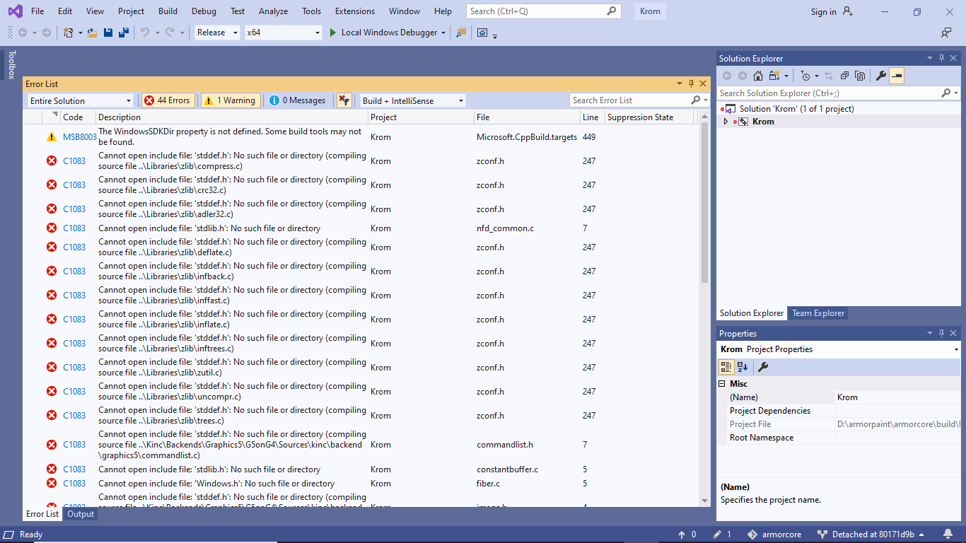 Cant Build in Visual Studio 2019 · Issue #881 · armory3d/armortools · GitHub