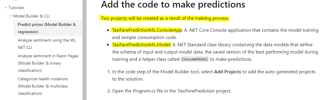 The tutorials docs will need to be updated. · Issue #1383 · dotnet/machinelearning-modelbuilder ...